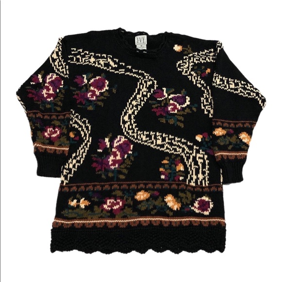 Ivy | Sweaters | Vintage Ivy Floral Knit Sweater | Poshmark